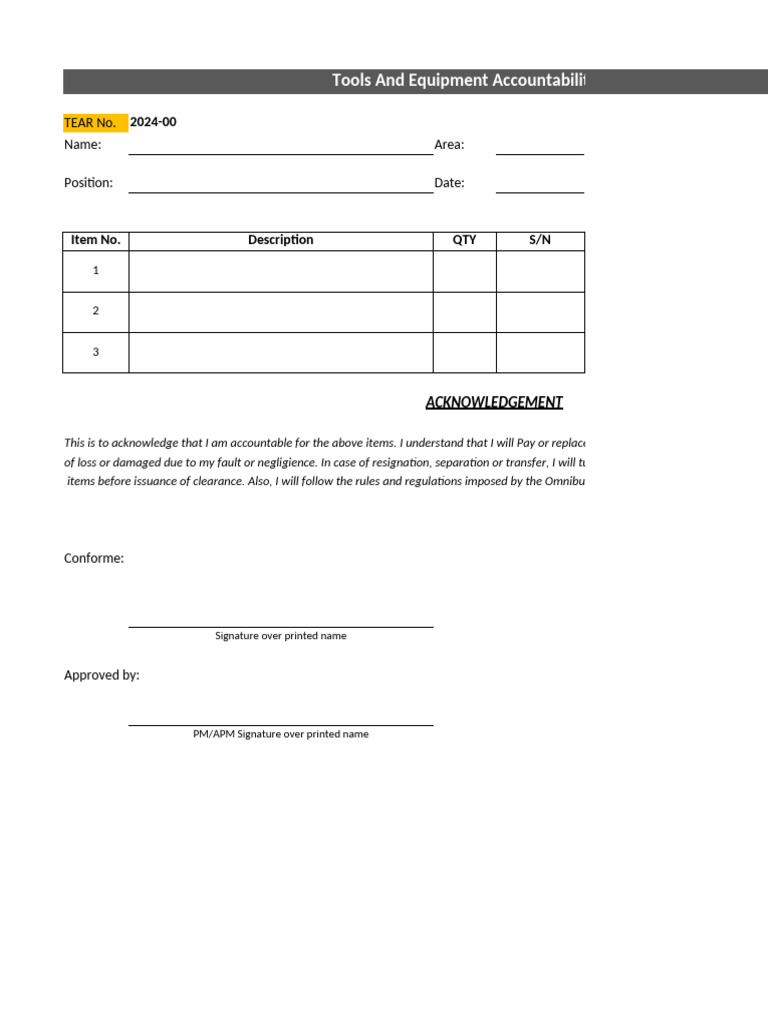 Tear Template | PDF