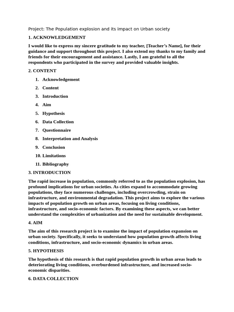 Project Population Exploitation and Urban Society | PDF | Housing | Poverty