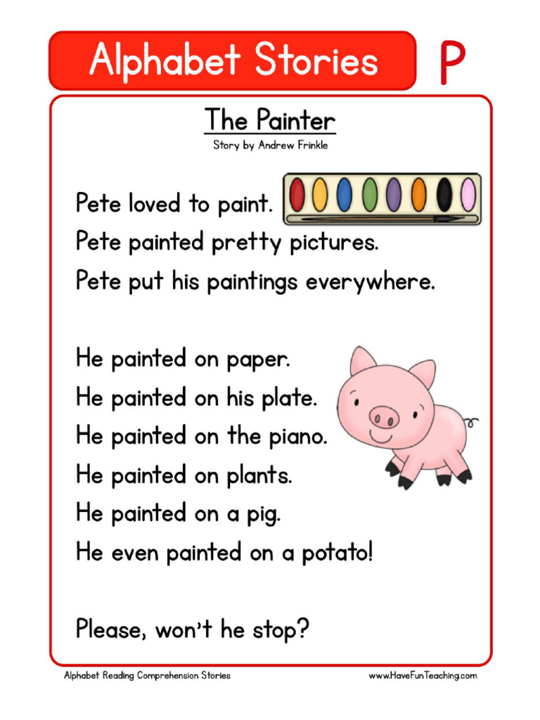 Alphabet Stories Worksheet P | PDF