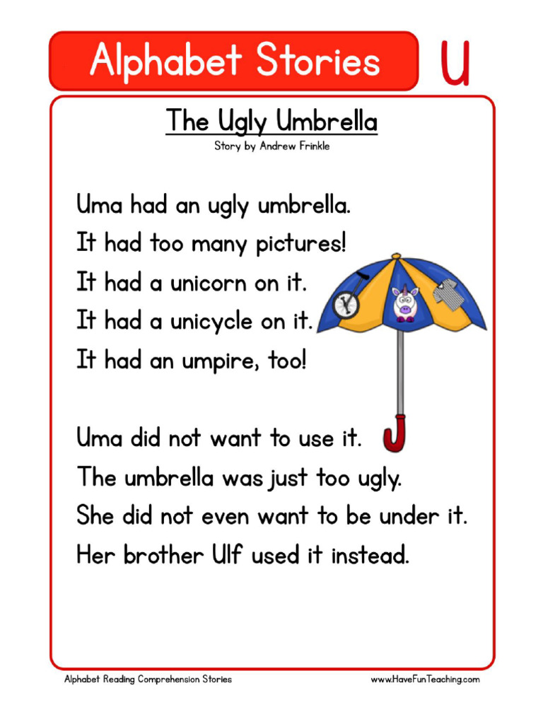 Alphabet Stories Worksheet U | PDF