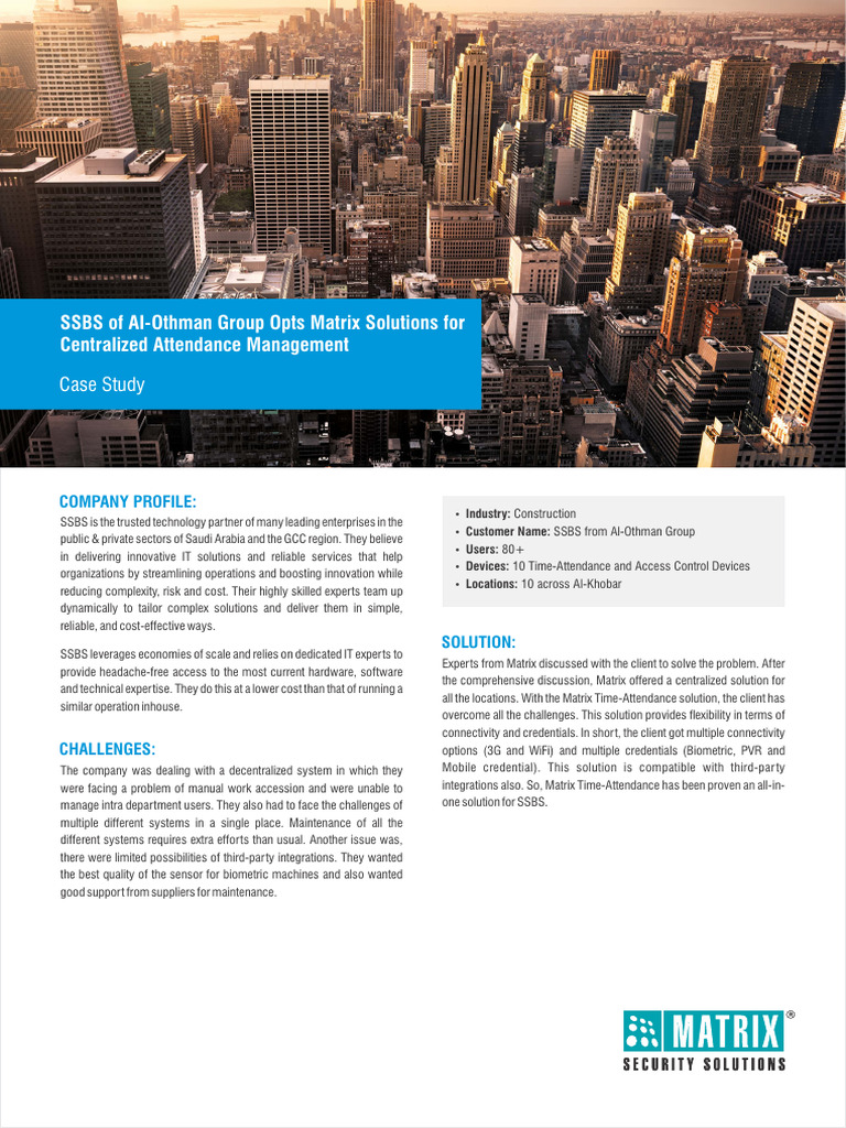 Matrix COSEC SSBS Case Study | PDF | Telecommunications | Information ...