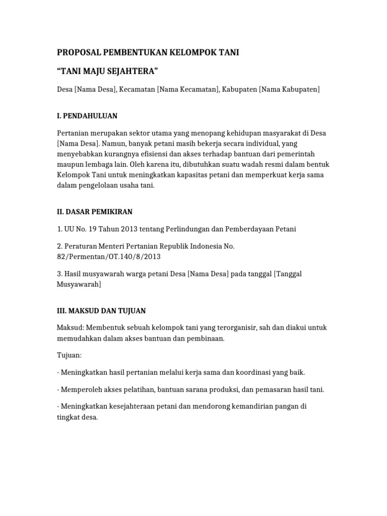 Proposal Kelompok Tani Tani Maju Sejahtera | PDF