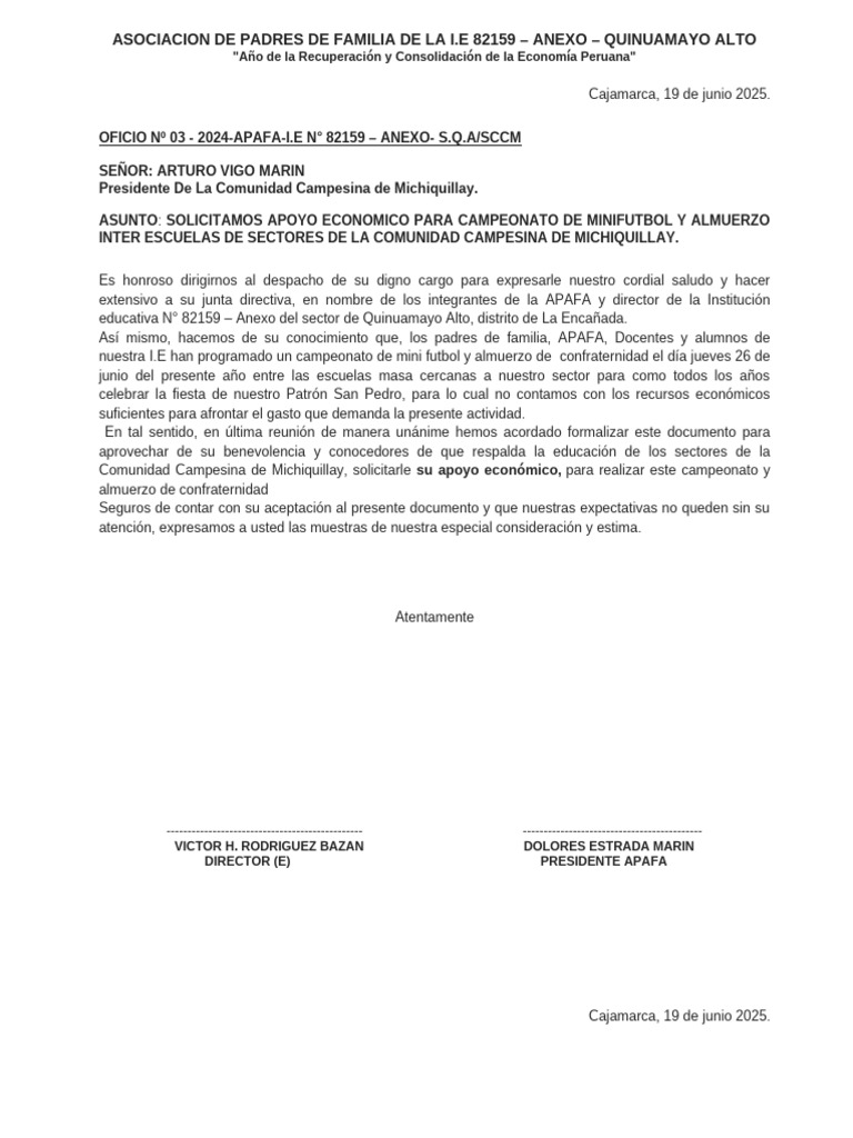 Modelos de Oficio Solicitando Apoyo para Promocion | PDF