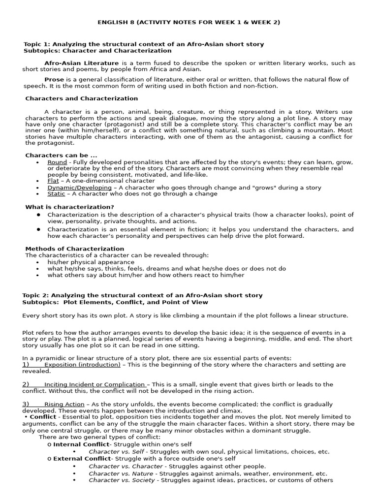 English 8 Las Wk1 & Wk2 | PDF | Plot (Narrative)