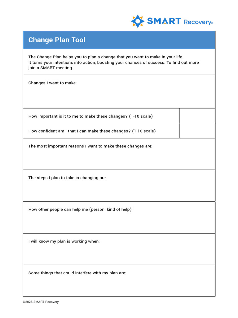 SMART Change Plan Tool Form V3-2 | PDF