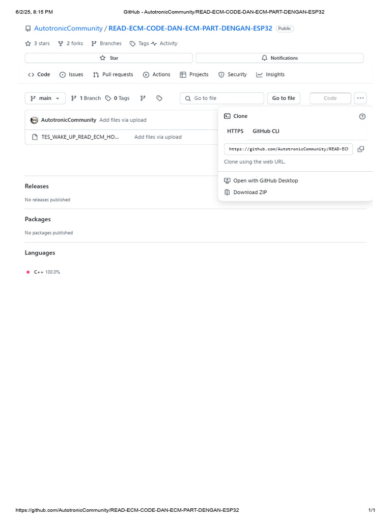 Github Autotroniccommunity - Read Ecm Code Dan Ecm Part Dengan Esp32 | PDF
