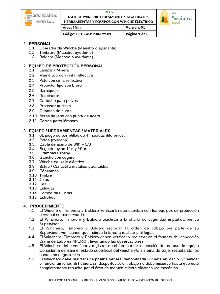 Pets-Alp-min-29.01 Izaje de Mineral o Desmonte y Materiales ...