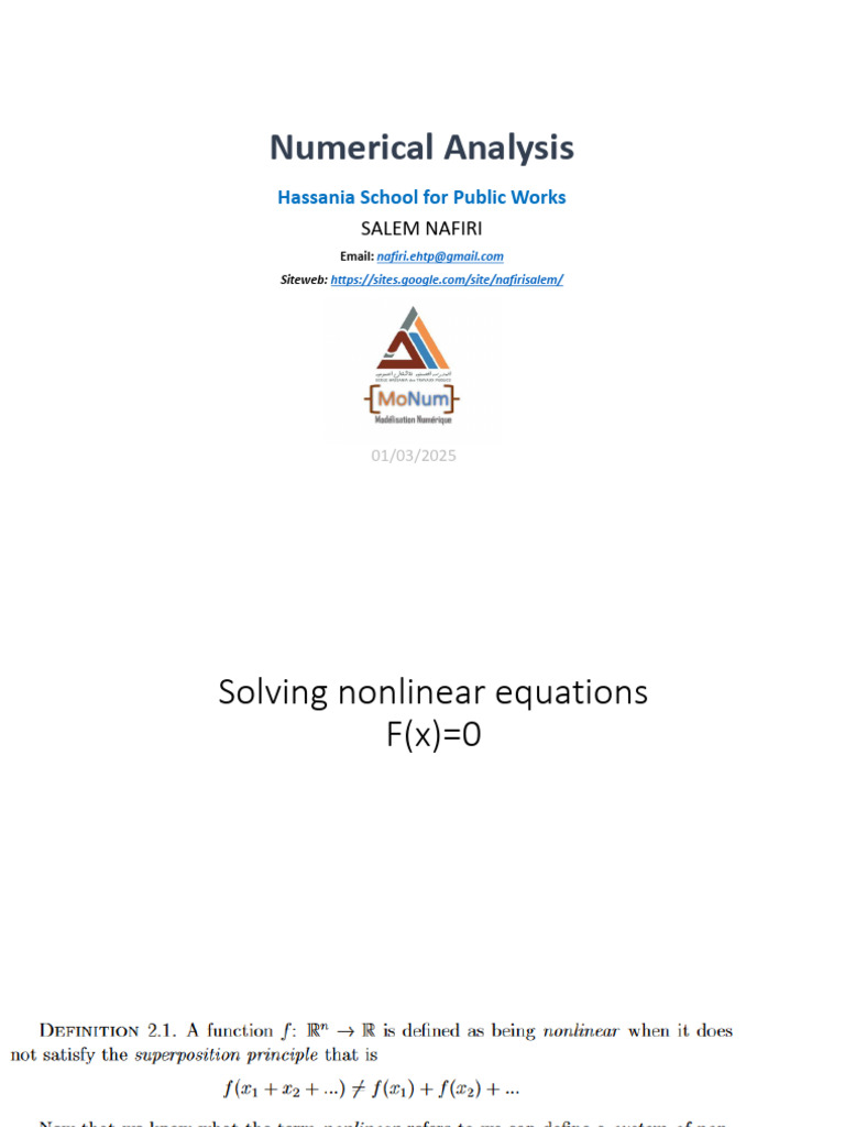 Nonlinear Equation Solutions Overview | PDF | Mathematical Relations ...
