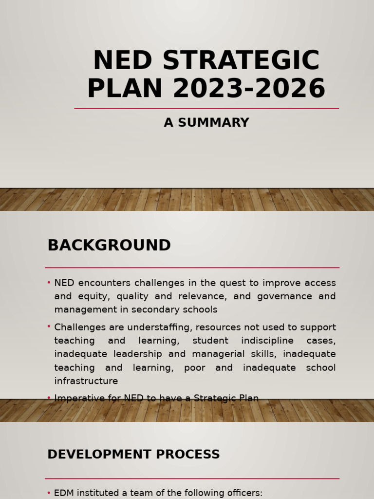 NED Strategic Plan Overview 2023-2026 | PDF | Strategic Planning ...