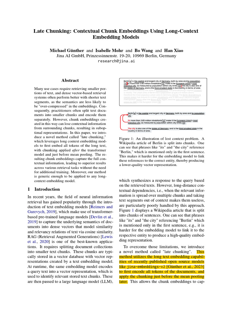 Günther Et Al. - 2024 - Late Chunking Contextual Chunk Embeddings Using Long-Context Embedding ...