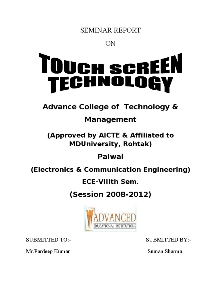 Touchscreen Report | PDF | Touchscreen | Computing