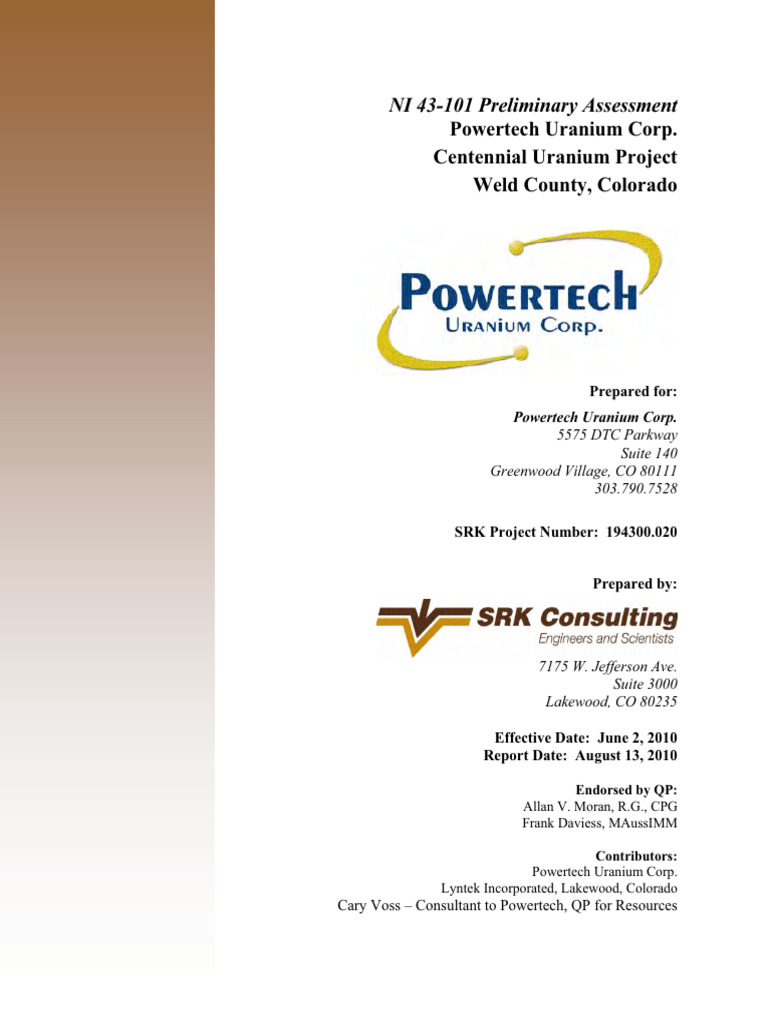 HM RM Powertech 100813 Preliminary Assessment Report 0 | PDF | Hydrogeology | Geology