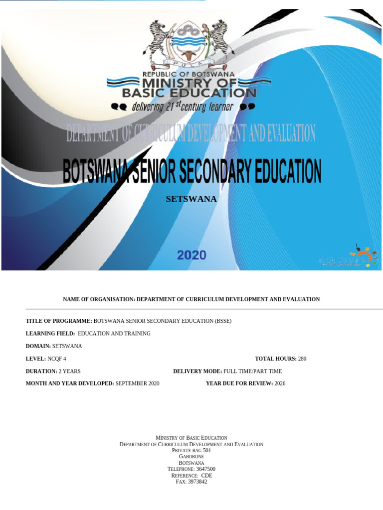 Bsse Setswana Syllabus Final Final - 023840 | PDF | Educational ...