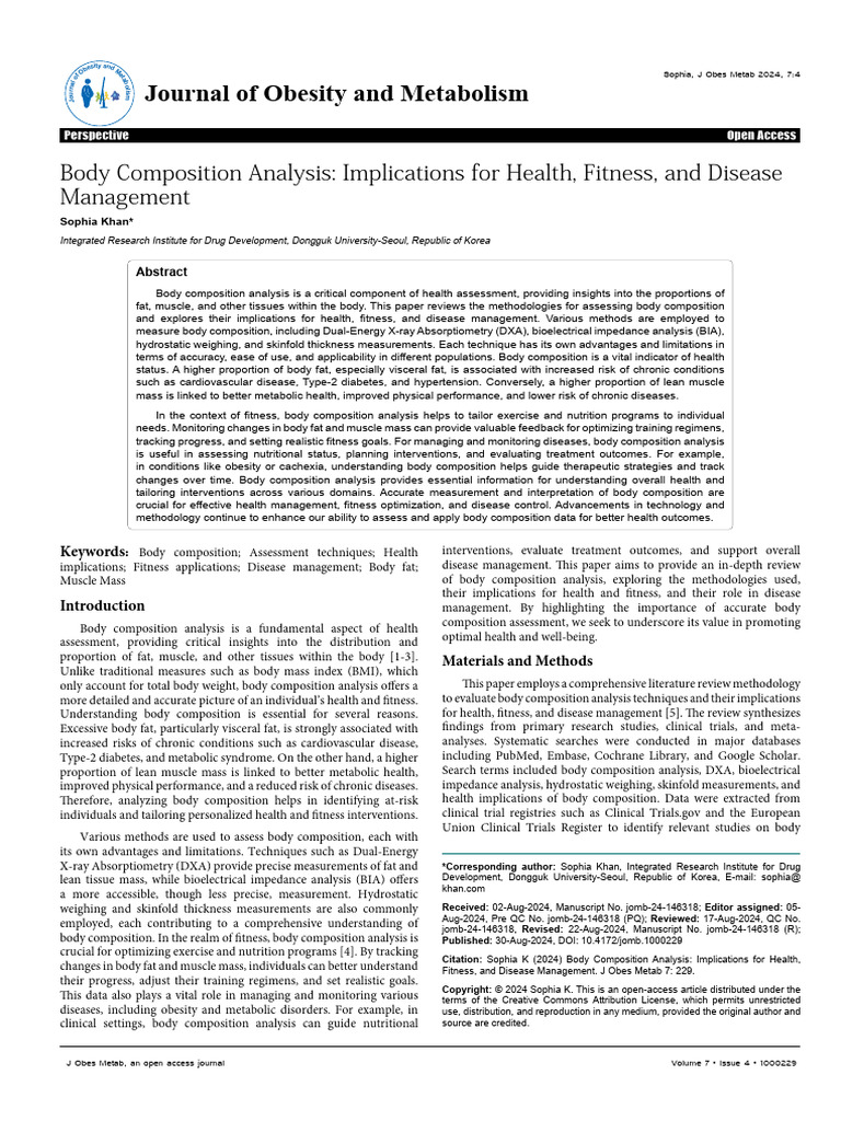 Body Composition Analysis Implications For Health Fitness and Disease ...