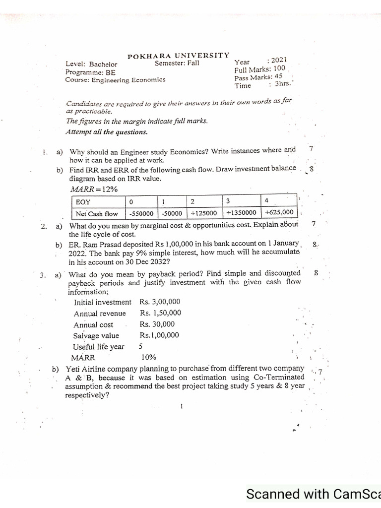 Engineering Economics Old Question | PDF