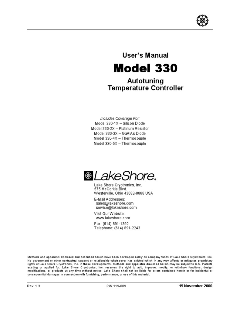 01CDT00330 - Lakeshore - 330 - Manual | PDF | Electrostatic Discharge ...