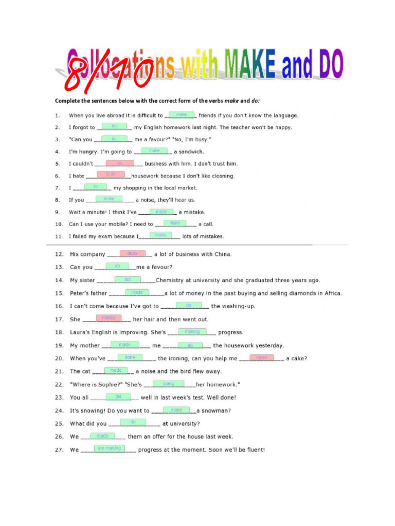 Collocations With Make and Do | PDF