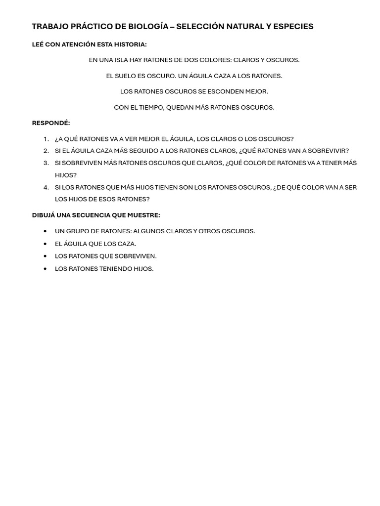 Trabajo Pr-ctico - Selecci-n Natural y Especies - Manu | PDF