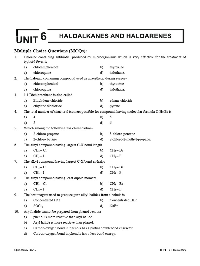 Halo Alkanes & Arenes Pu Bord | PDF | Chlorine | Alkene