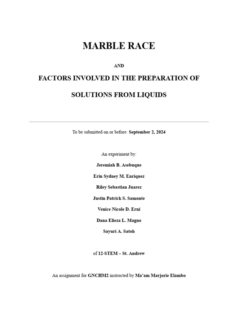 Marble Race: Viscosity and Solubility Study | PDF | Liquids | Viscosity