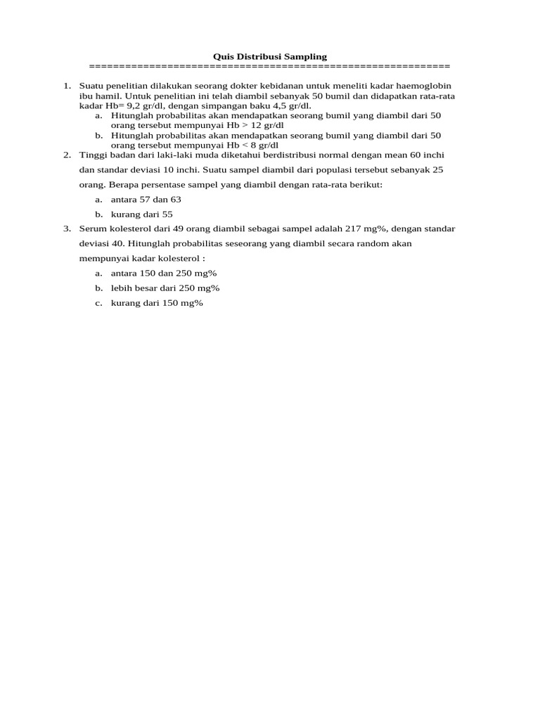 Quiz Distribusi Sampling | PDF