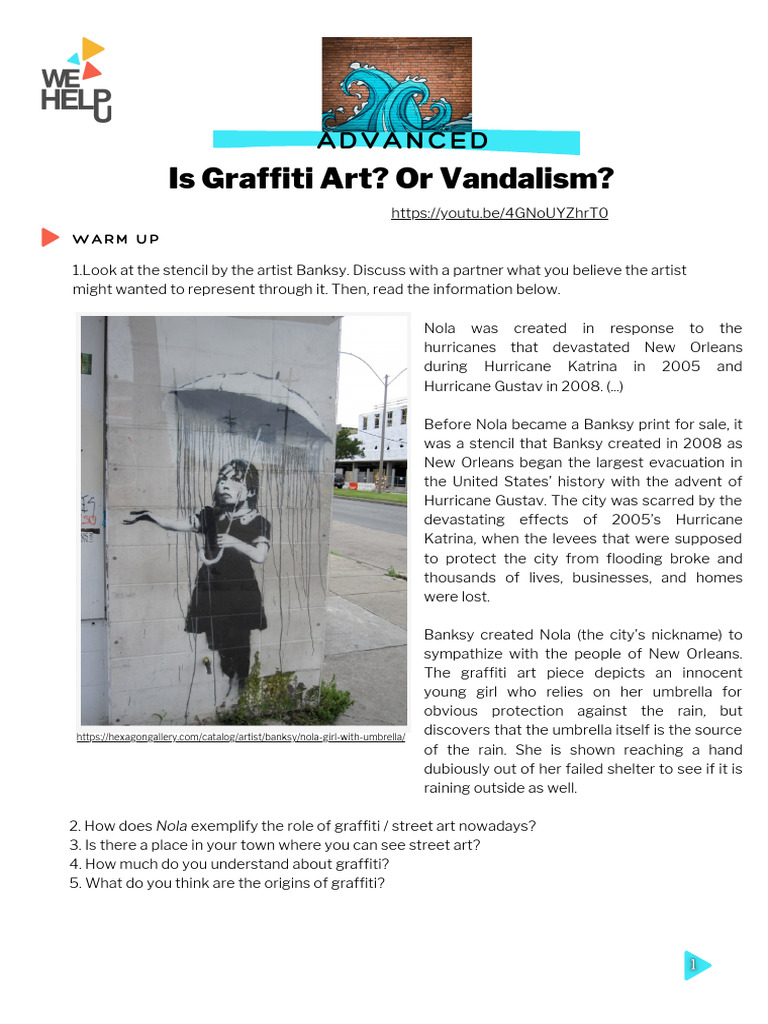 Is Graffiti Art or Vandalism - Advanced - Teacher Version | PDF ...