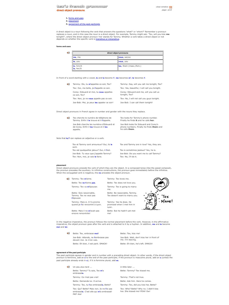 UT - COD - Explication Et Exercice - Direct Object Pronouns | PDF ...
