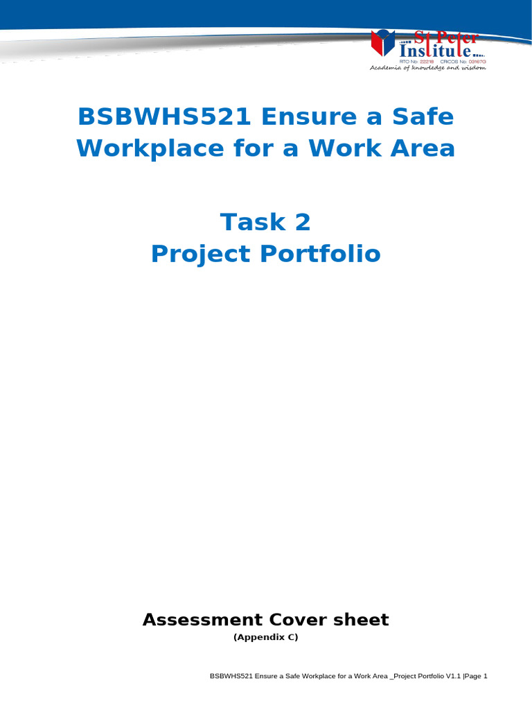 WHS Project Portfolio Assessment Guide | PDF | Occupational Safety And ...