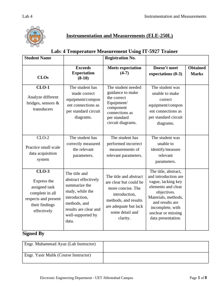 Temperature Measurement Lab Report | PDF | Resistor | Sensor