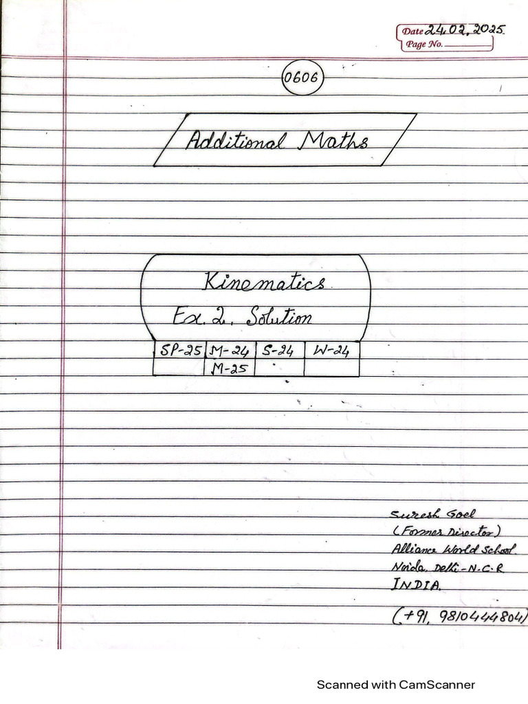 IG 0606 Kinematics Ex2 Solution | PDF