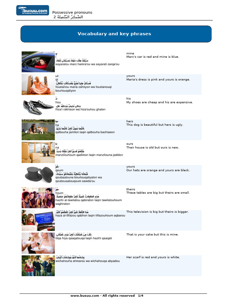 Possessive Pronouns - Busuu | PDF | Semantics | Language Mechanics