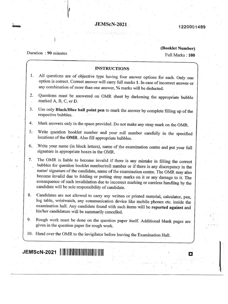West Bengal 2021 With Answer Key | PDF