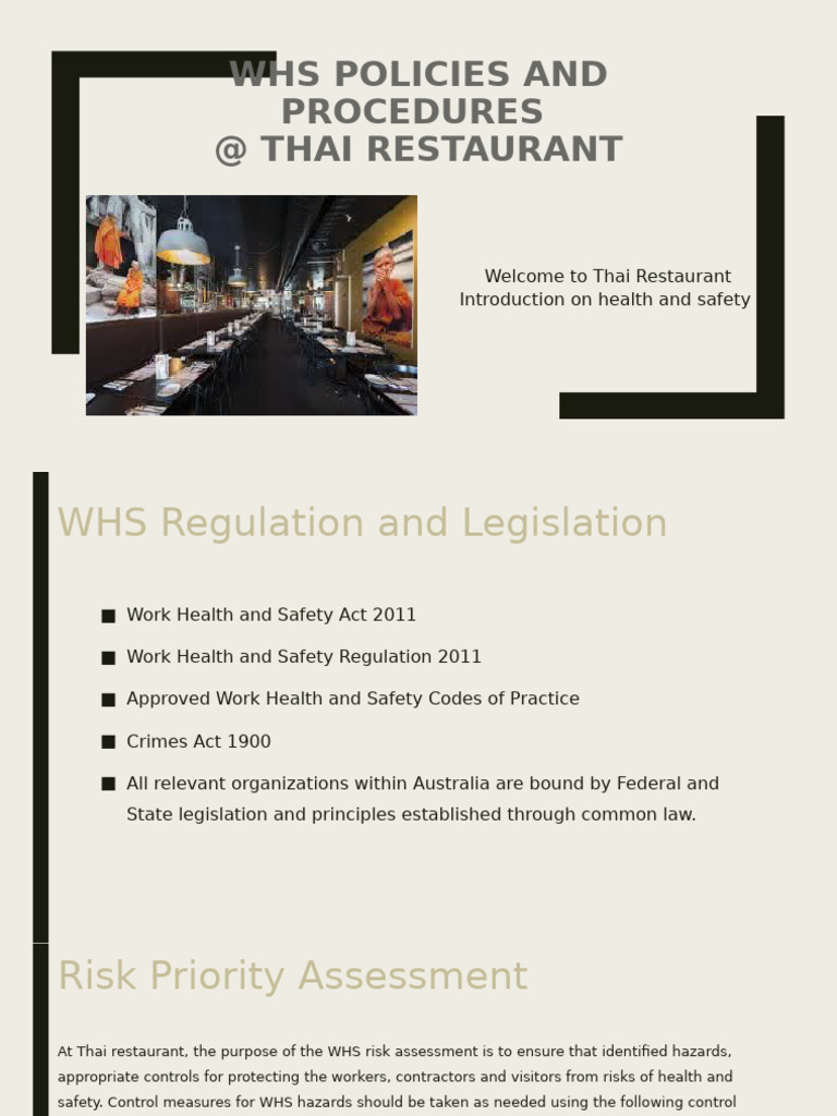 WHS Policies for Thai Restaurant Safety | PDF | Occupational Safety And ...