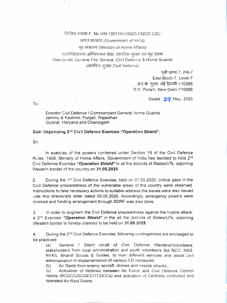 Organizing 2nd Civil Defence Exercise - Operation Shield | PDF ...
