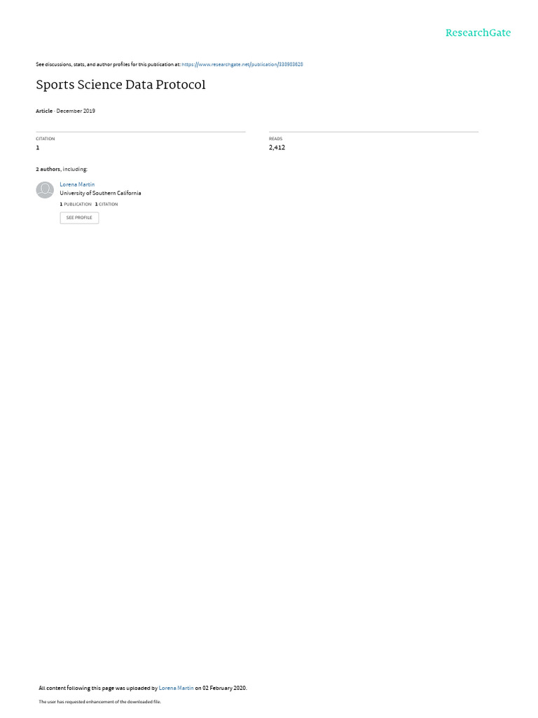 Sports Science Data Protocol | PDF