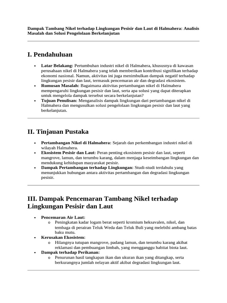 Dampak Tambang Nikel Terhadap Lingkungan Pesisir Dan Laut Di Halmahera ...
