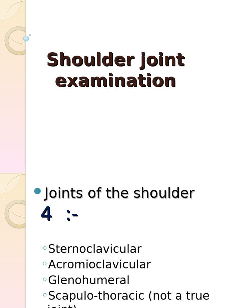 Bc49Shoulder Joint Examination Lec 3 | PDF | Shoulder | Anatomical Terms Of Motion