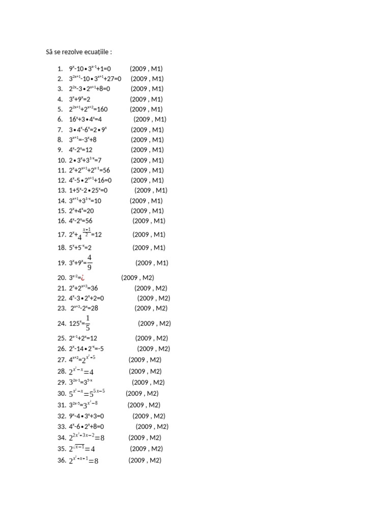 Ecuatii Exponentiale | PDF