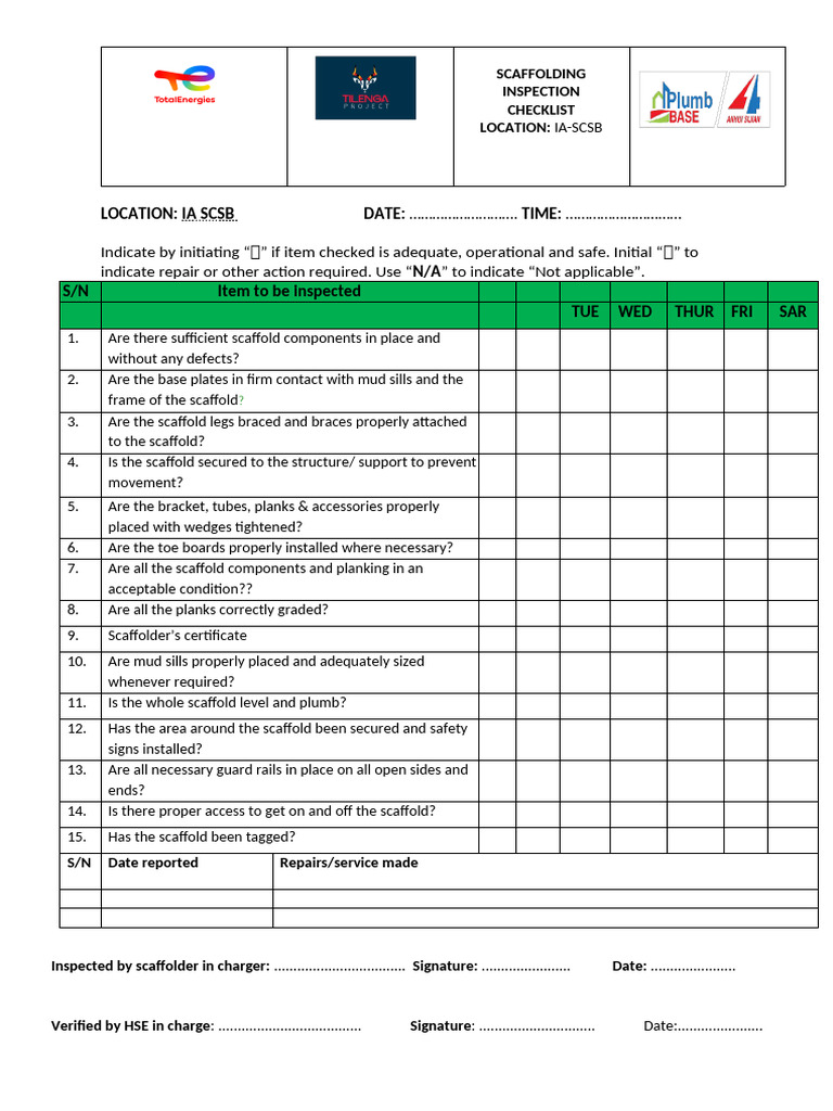Scaffolding Checklist | PDF