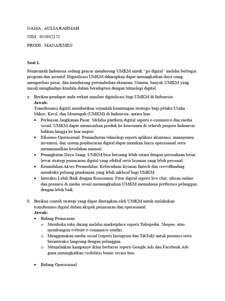 Aulia Rahmah - Tugas 3 - Pengantar Bisnis | PDF