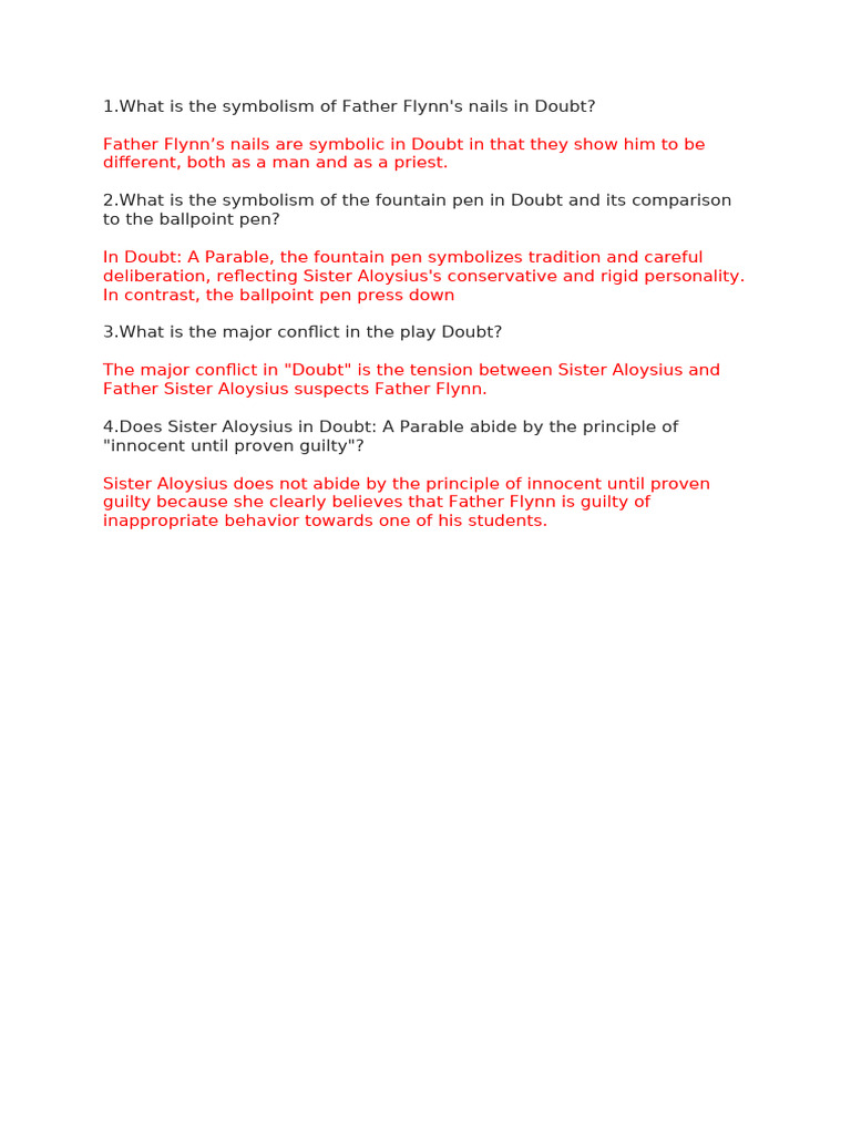 Symbolism and Conflict in Doubt: A Parable | PDF