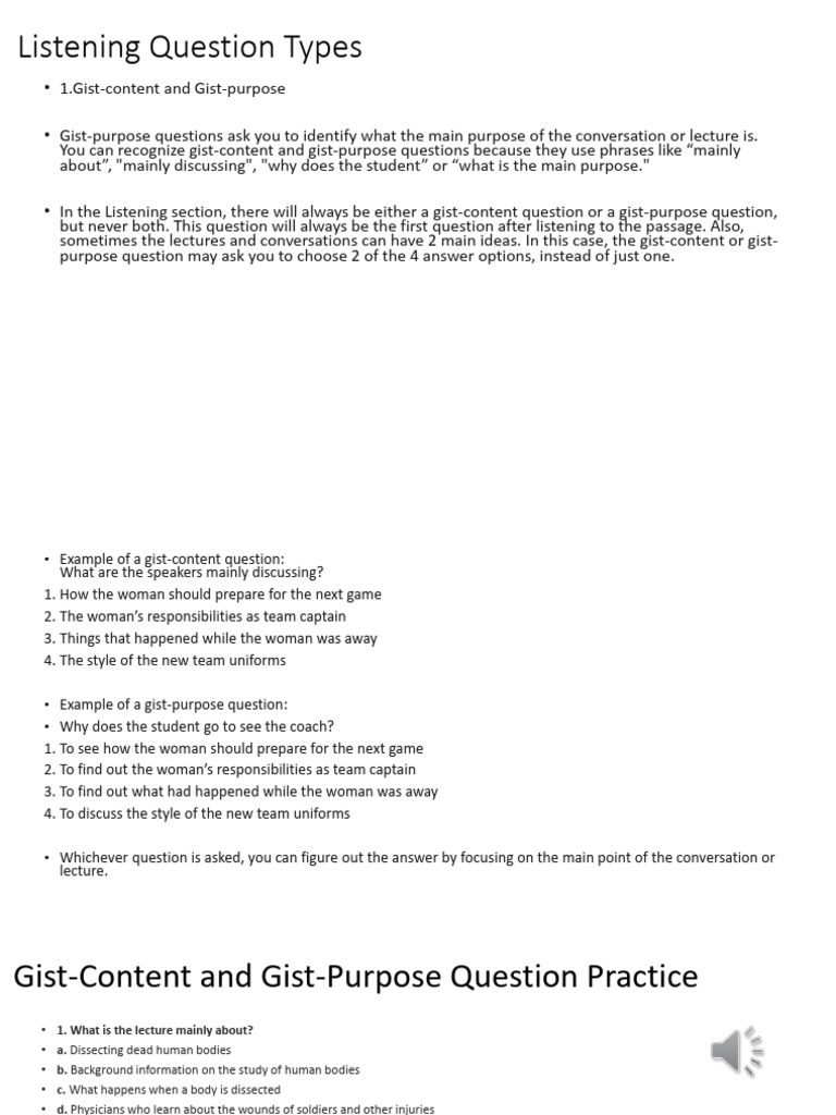 Listening Question Types | PDF | Stimulus (Physiology) | Anatomy