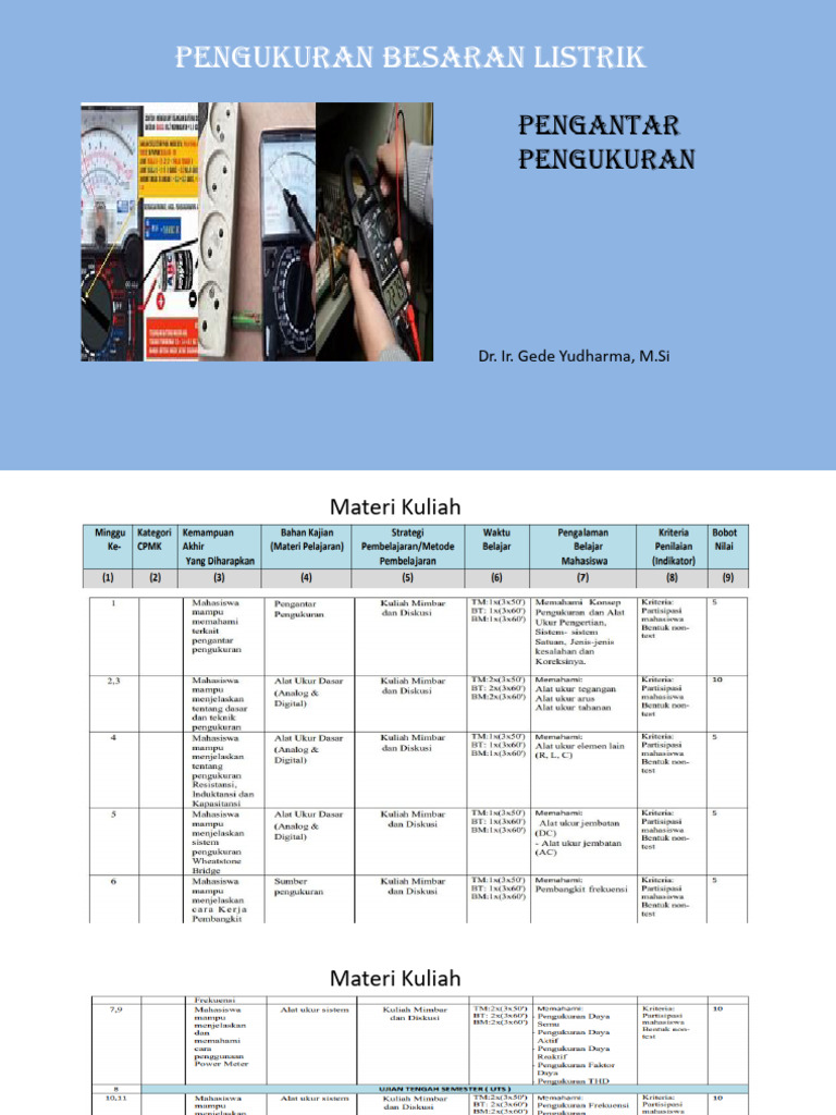 Materi Kuliah Sesi 1 Pengukuran Besaran Listrik | PDF