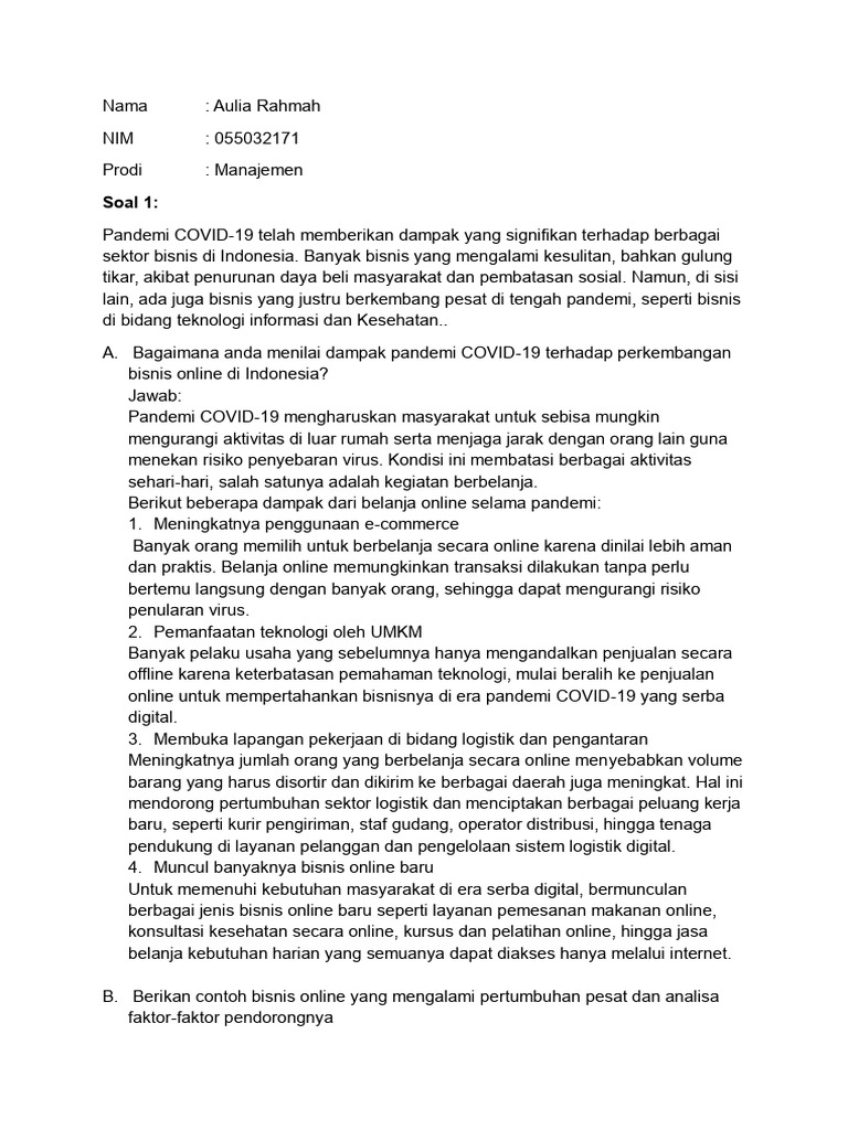 Aulia Rahmah - Tugas 1 - Pengantar Bisnis | PDF