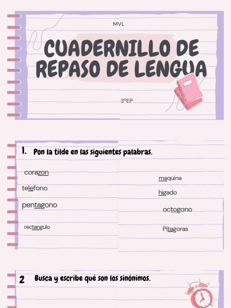 Repaso de Lengua para 3º de EP | PDF