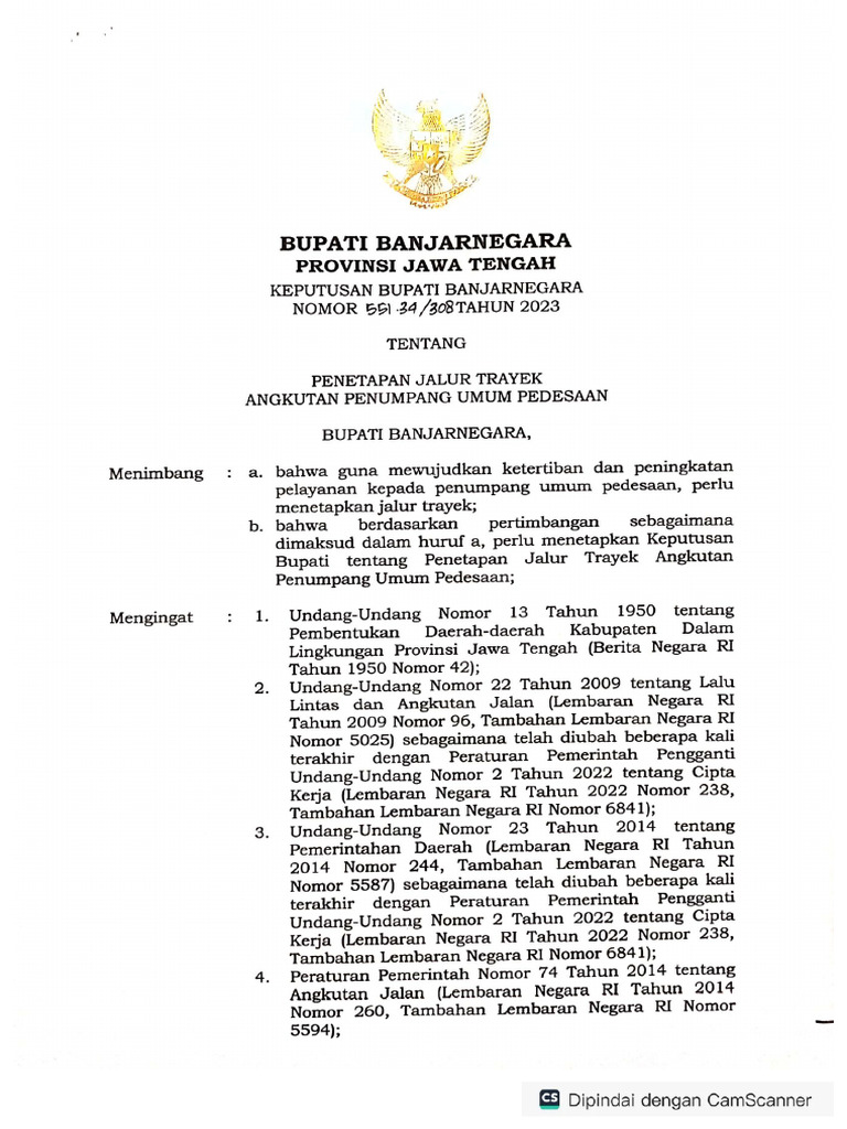 SK Bup. Jalur Trayek Angkudes | PDF