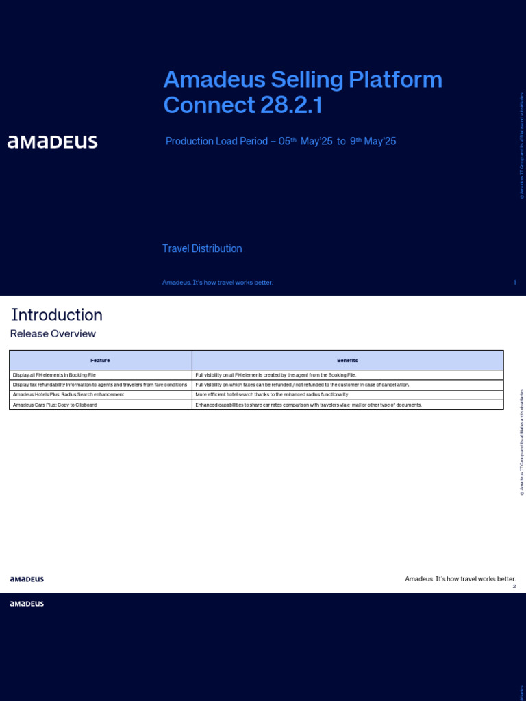 Amadeus Selling Platform Connect - Release Note 28.2.1 | PDF | User Interface | Software