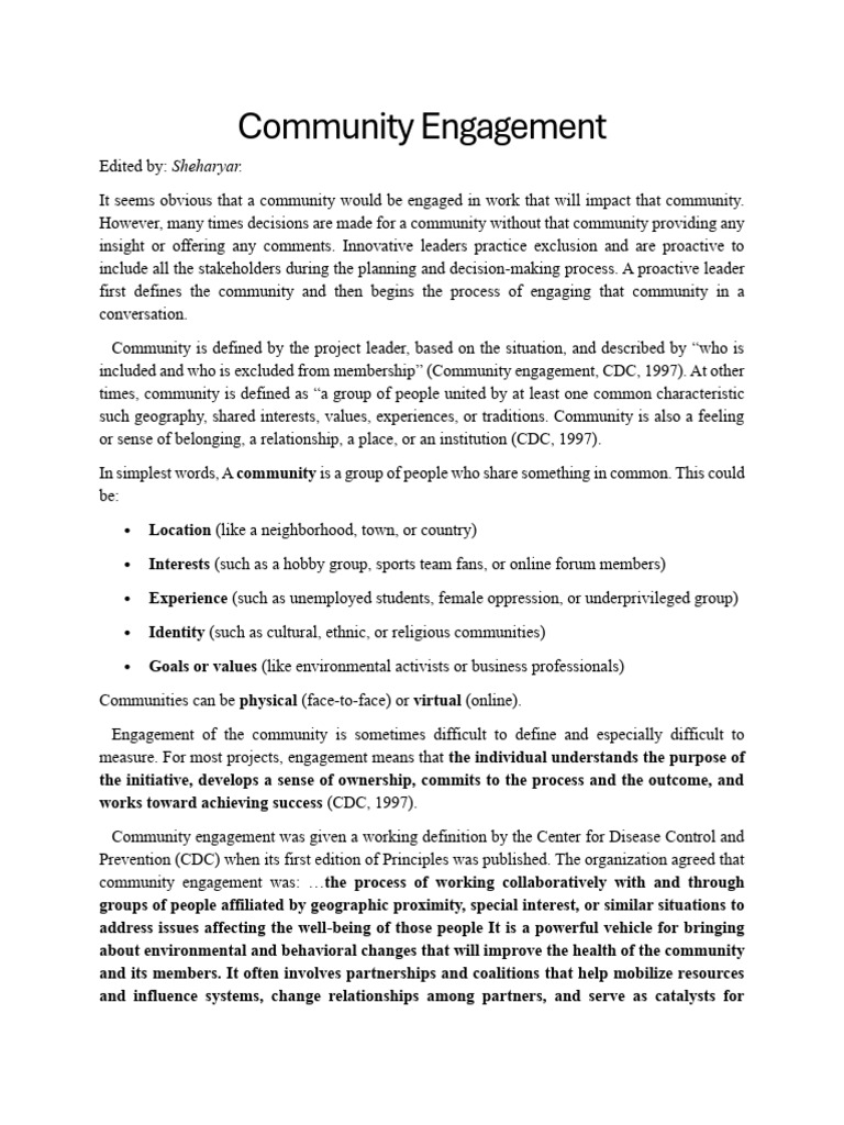 Community Engagement | PDF | Community | Leadership