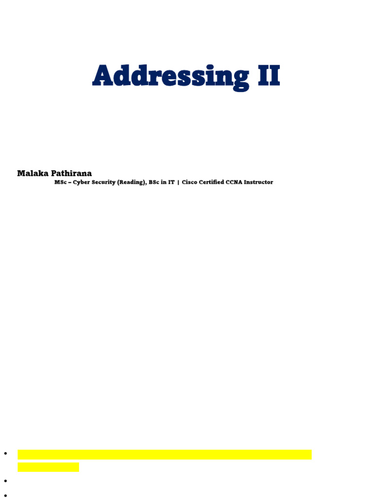 Addressing II - Subnetting IPv6 | PDF | I Pv6 | Ip Address