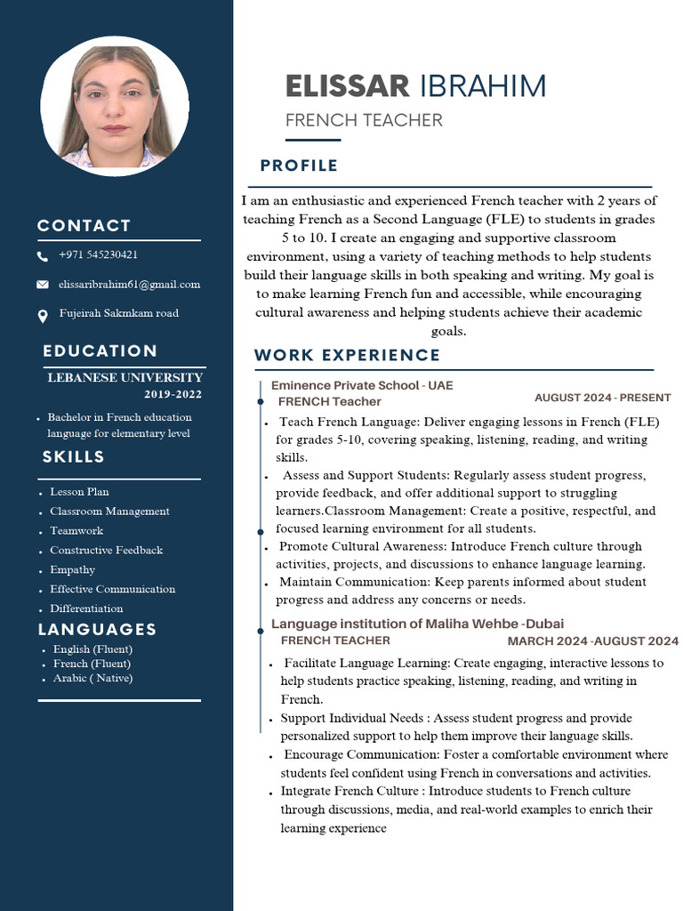 Elissar Ibrahim French Teacher | PDF | Teachers | Teaching Method